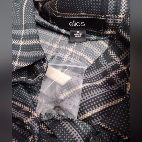 ellos | Dresses | Sz 24 Nwt Ellos Blackgreygold Shirt Dress Wbelt ...